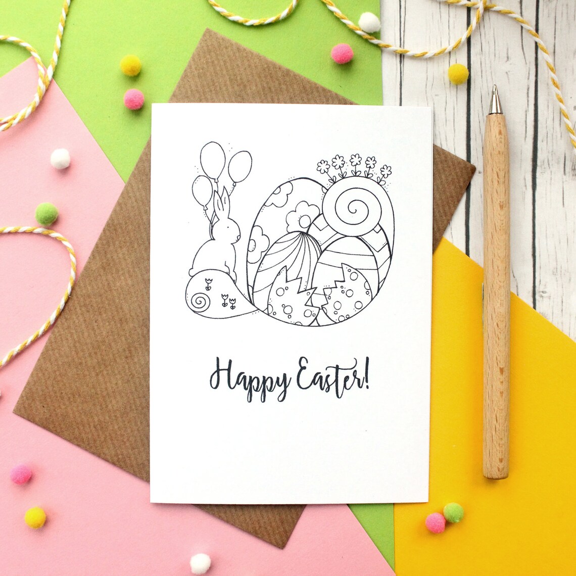 Personalised Illustrated Happy Easter Card - Etsy