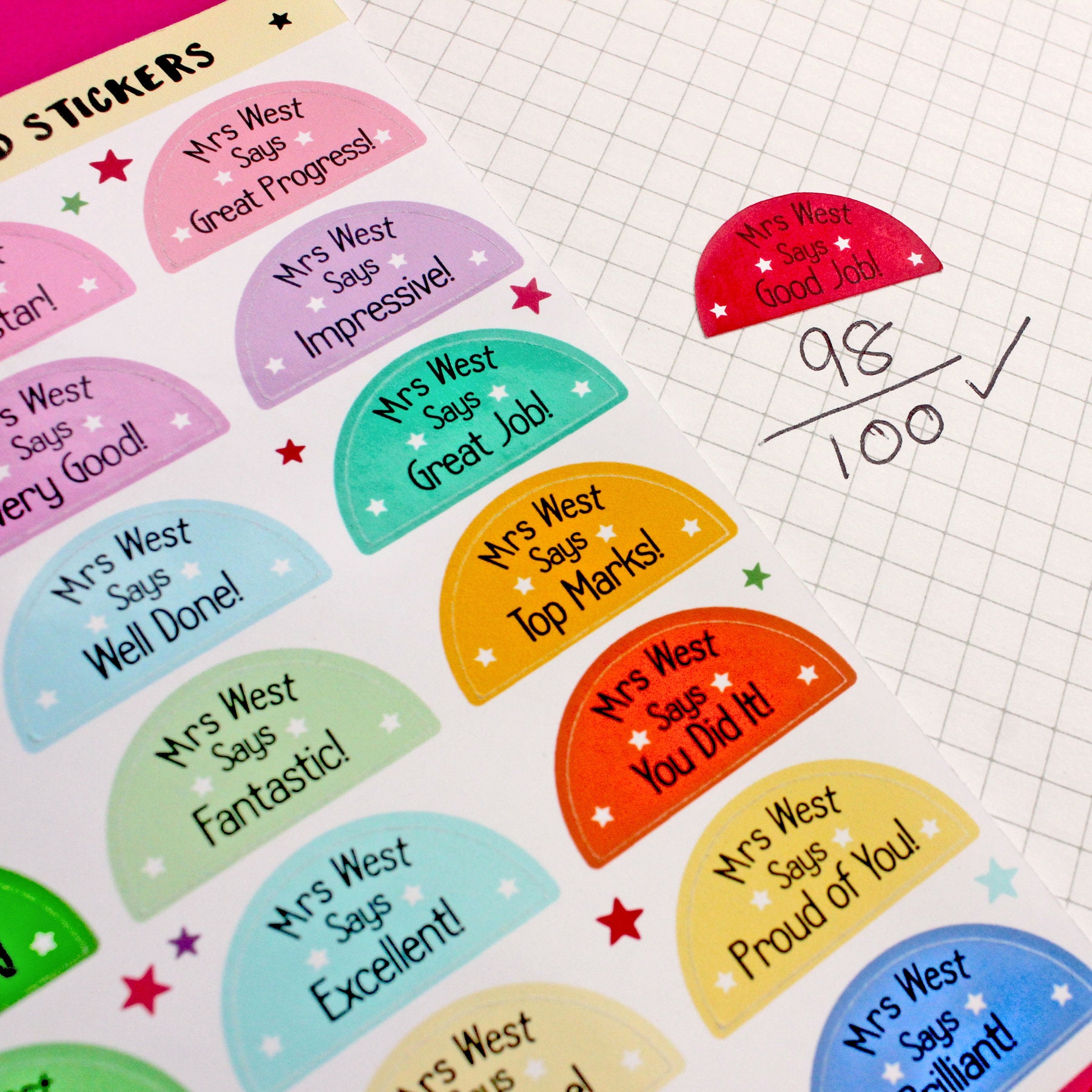 Personalised Teacher Reward Sticker Sheet Custom Teacher | Etsy UK