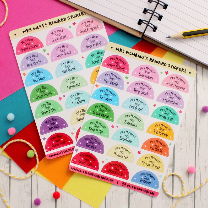 Personalised Teacher Reward Sticker Sheet Custom Teacher | Etsy Personalised Teacher Reward Sticker Sheet Custom Teacher | Etsy