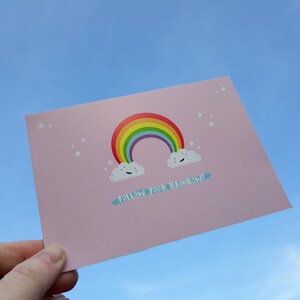 Follow Your Rainbow Happy Mail Postcard Glitter Postcard - Etsy