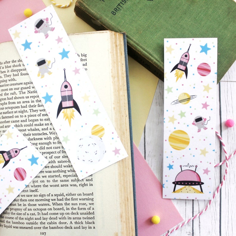 Spaced Out Outer Space Double Sided Bookmarks Set of 2 - Etsy
