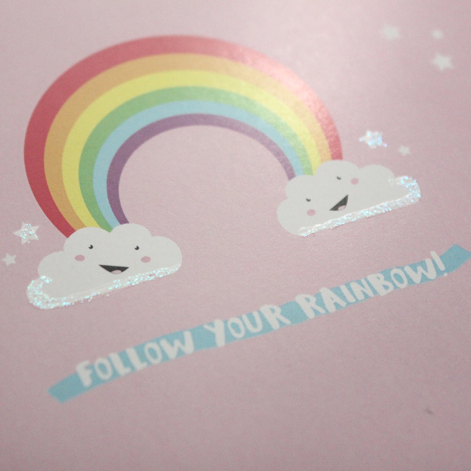 Follow Your Rainbow Happy Mail Postcard Glitter Postcard - Etsy