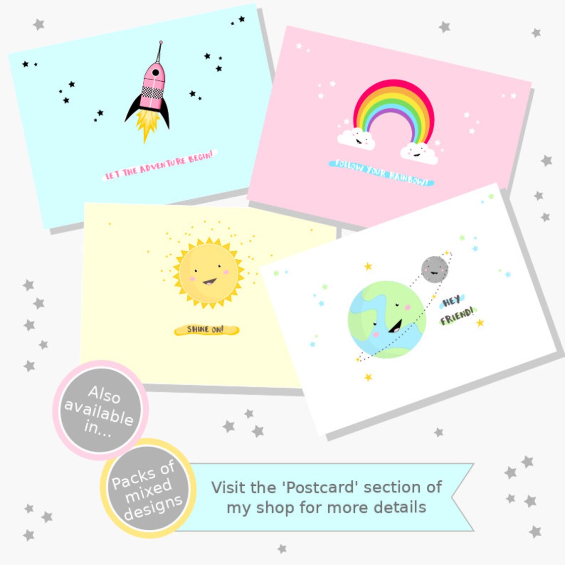 Shine On Sunshine Happy Mail Postcard Glitter Postcard | Etsy