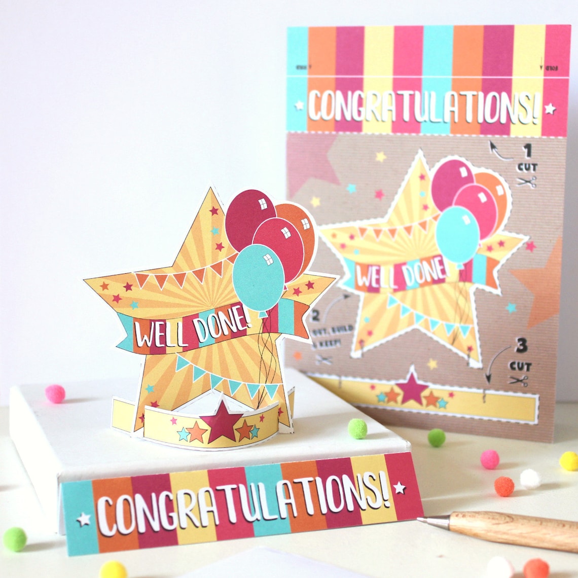 Congratulations Cut Out and Keep Card Bright Star | Etsy