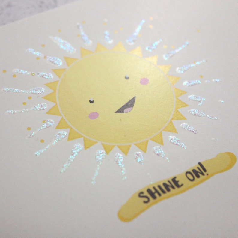 Shine On Sunshine Happy Mail Postcard Glitter Postcard | Etsy