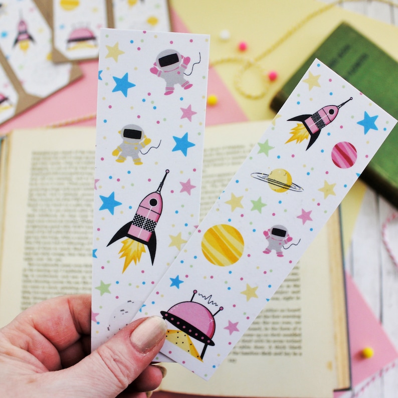 Spaced Out Outer Space Double Sided Bookmarks Set of 2 - Etsy