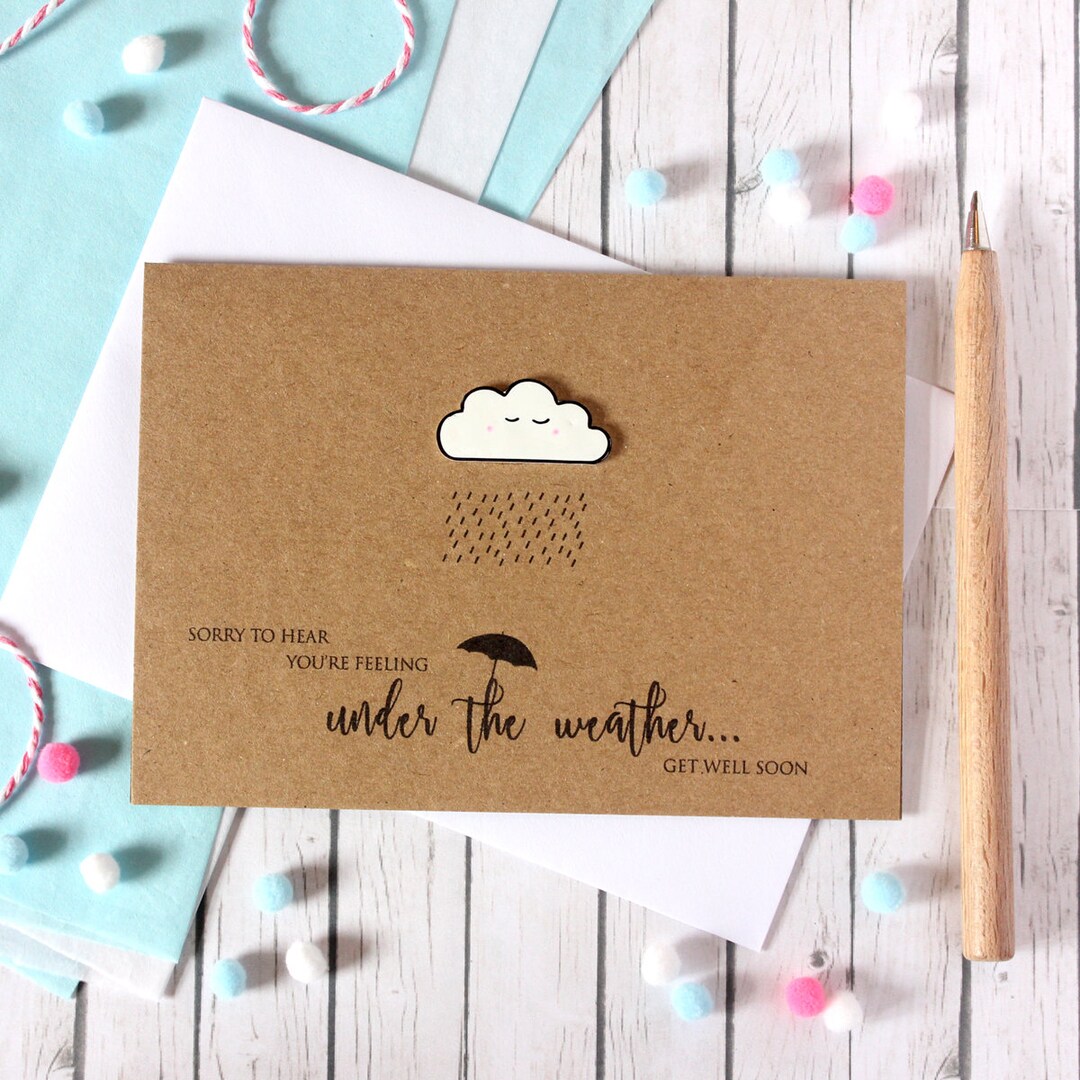 Under the Weather Get Well Soon Card, With Cute Handmade Cloud ...