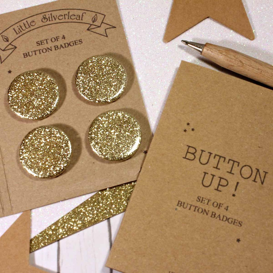 Sparkly Glitter Badge Set, Pack of 4 Button Badges (25mm Size) - Etsy