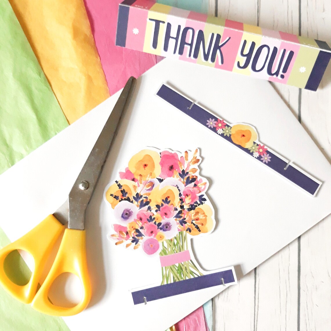 Thank You Cut Out and Keep Card - Bouquet of Flowers - Etsy