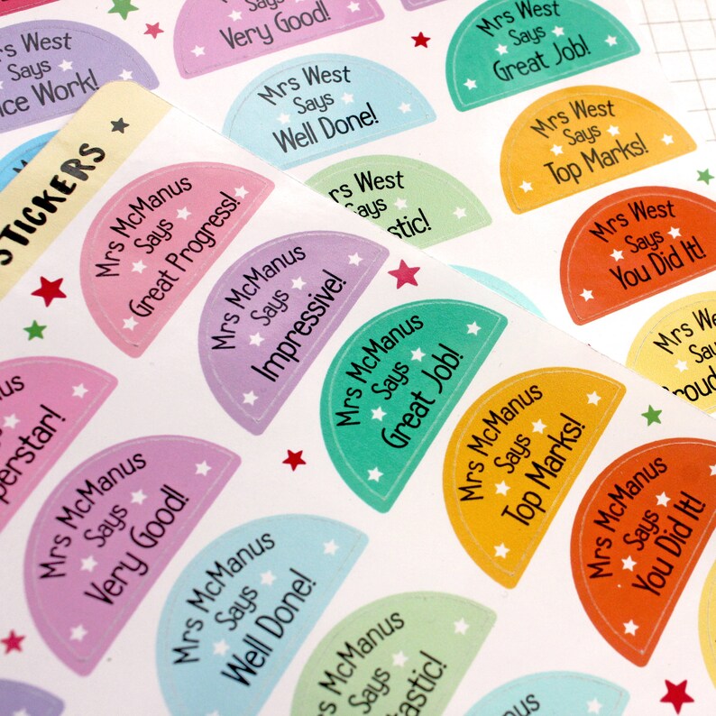 Personalised Teacher Reward Sticker Sheet Custom Teacher | Etsy Personalised Teacher Reward Sticker Sheet Custom Teacher | Etsy