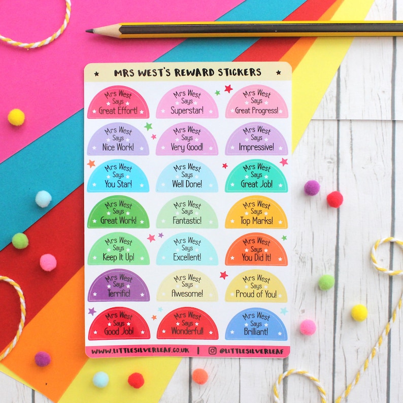 Personalised Teacher Reward Sticker Sheet: Custom Classroom Stickers - Etsy