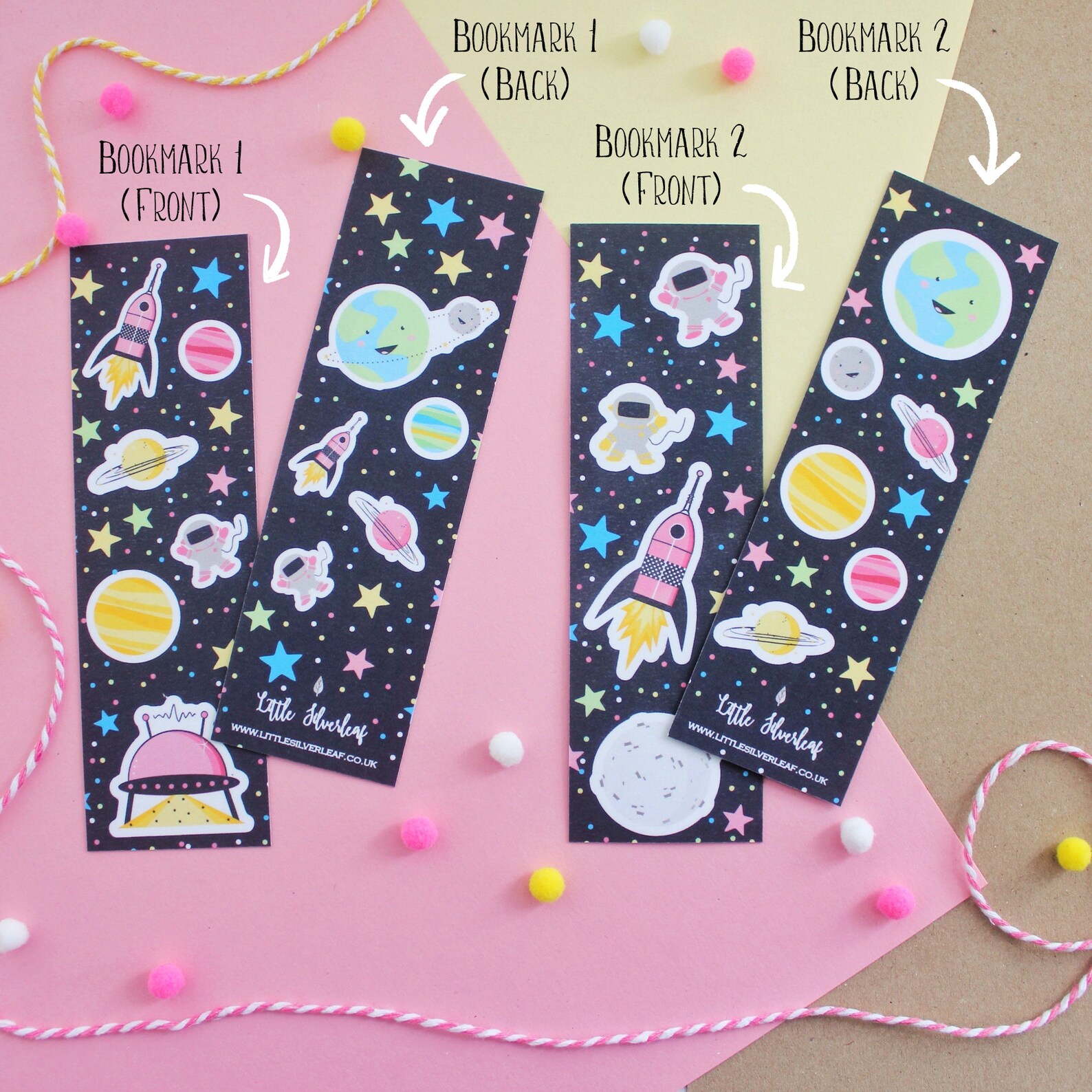 Spaced Out Outer Space Double Sided Bookmarks Set of 2 | Etsy