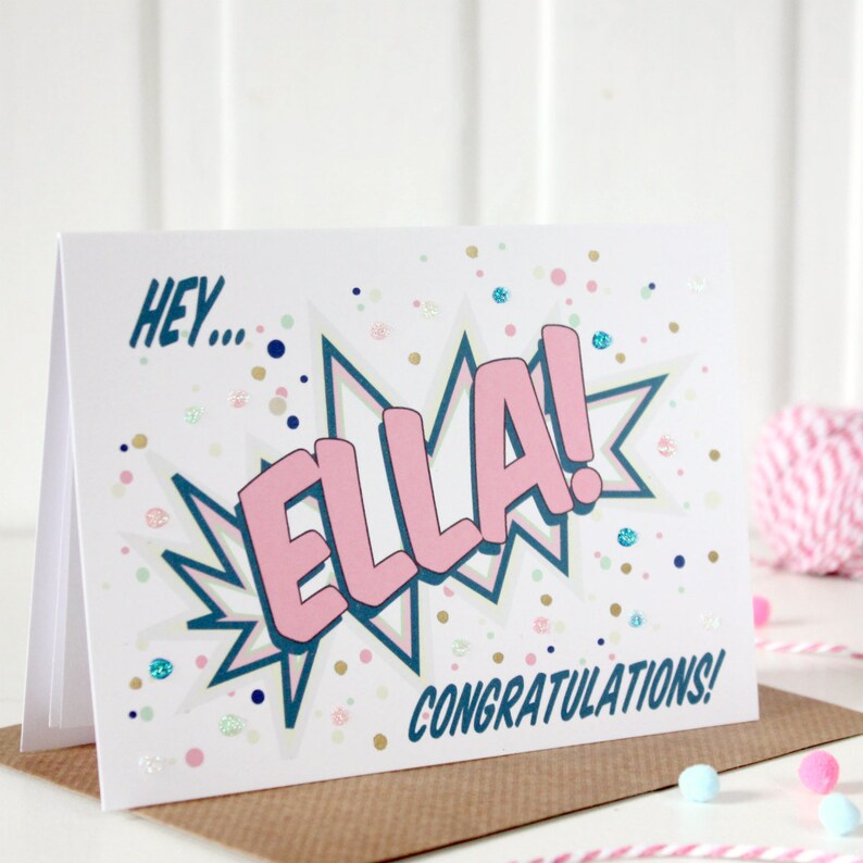 Personalised Pop Art Style Congratulations Card With Sparkly - Etsy