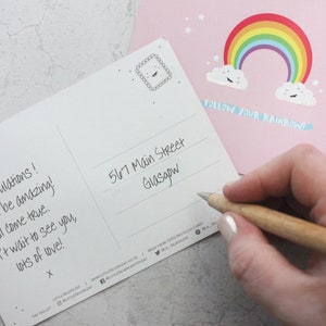 Follow Your Rainbow Happy Mail Postcard Glitter Postcard - Etsy