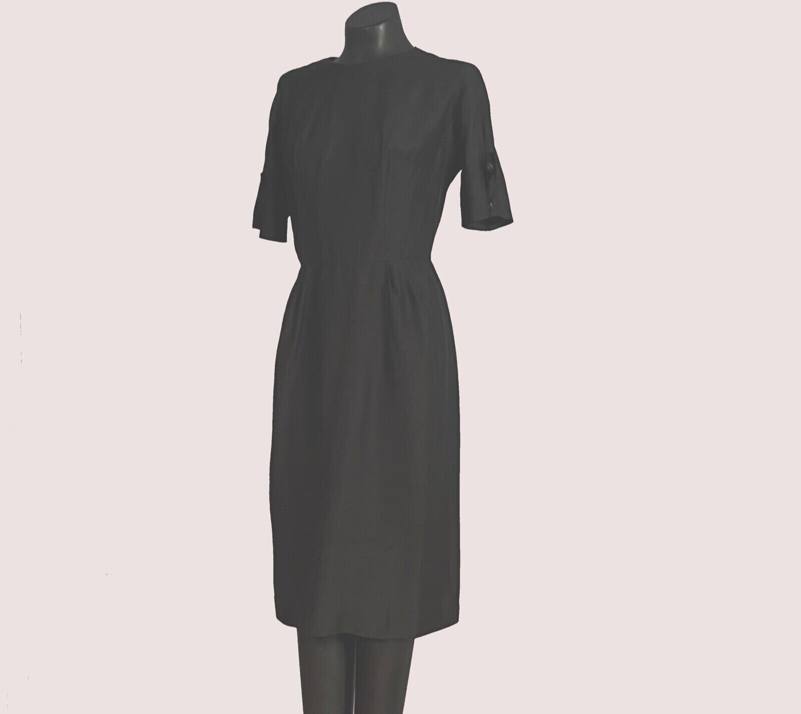 Crisp Black Vintage C.1958 Silk Shantung Sheath Cocktail Dress 4 - Etsy