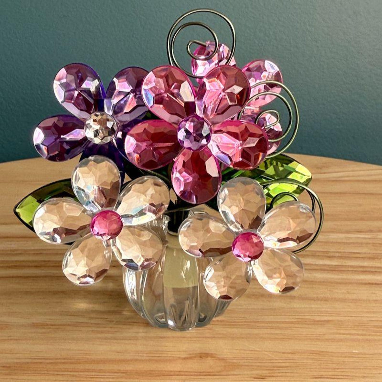 6 Ganz Crystal Creations Acrylic Suncatchers Place Card Holder Floral ...