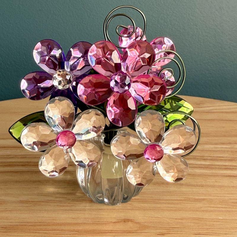 6 Ganz Crystal Creations Acrylic Suncatchers Place Card Holder Floral ...