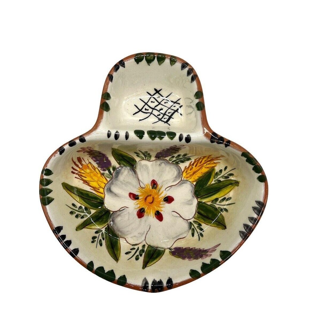 Vintage Hand Painted Spoon Rest Portuguese Floral Multicolor Redware - Etsy