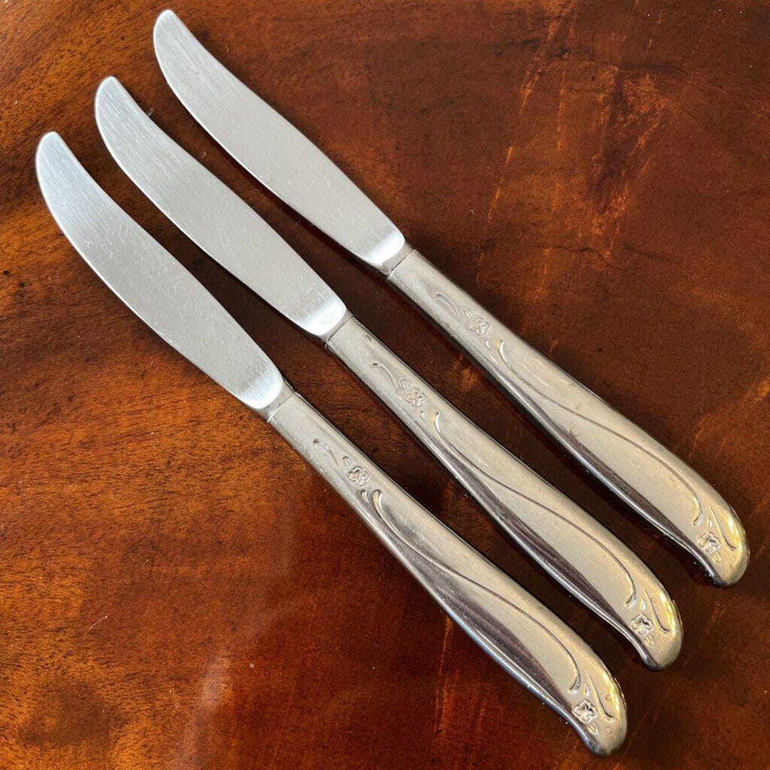 3 Vintage Insico Knives Stainless Flatware Woodlore International ...
