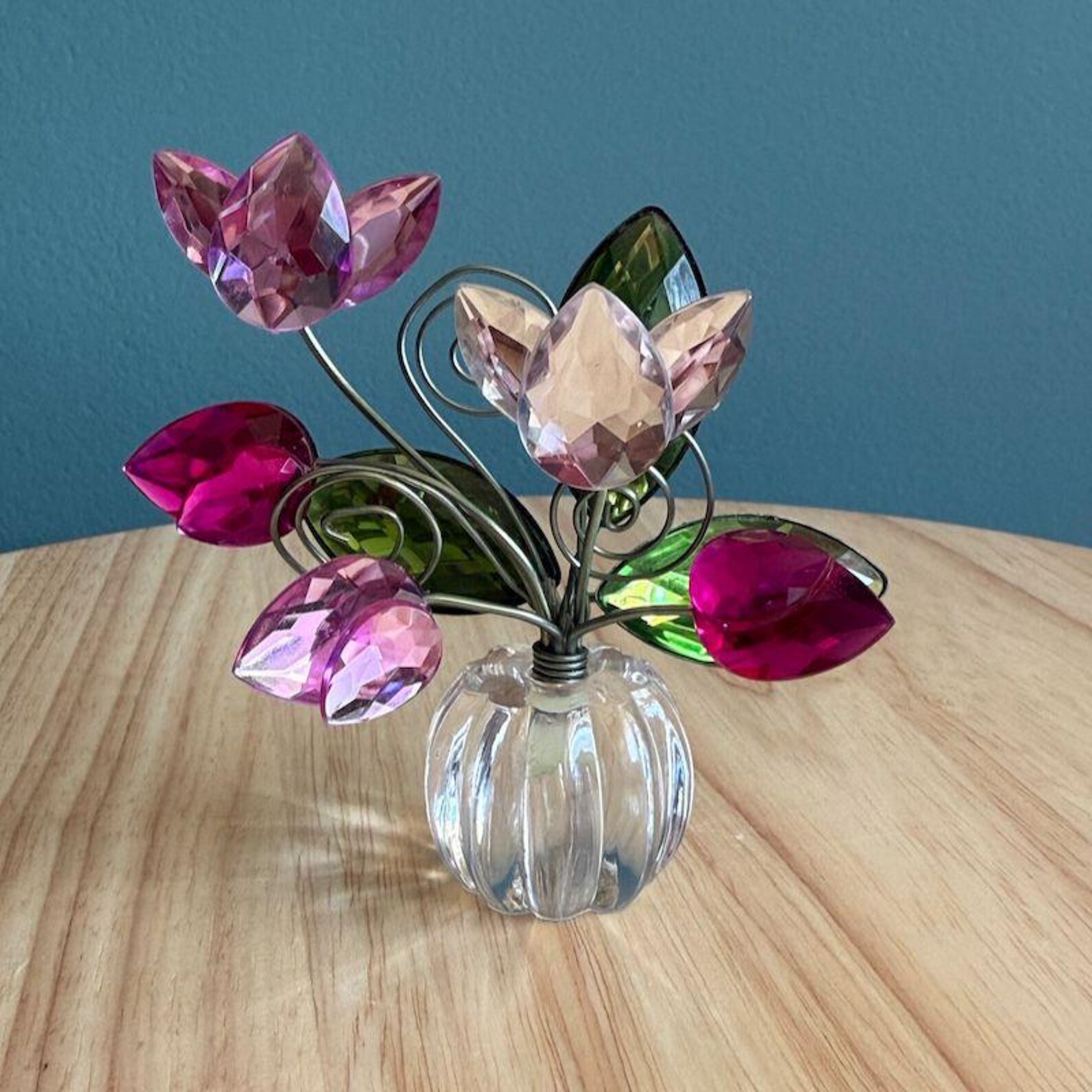 6 Ganz Crystal Creations Acrylic Suncatchers Place Card Holder Floral ...
