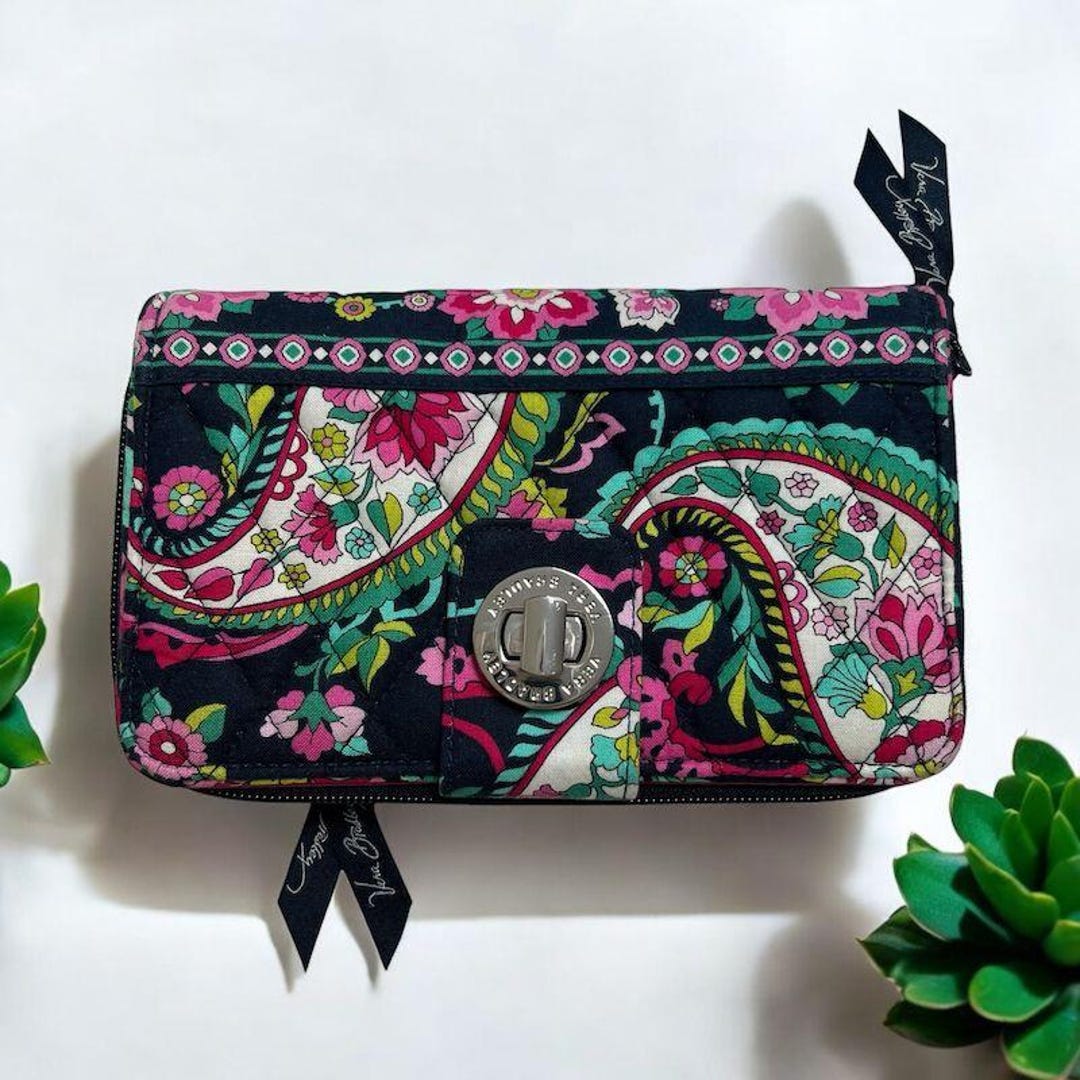 Vera Bradley Petal Paisley Floral Wallet With Zipper & Turn Lock ...