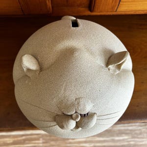 Vintage Fat Cat Piggy Bank Stoneware Pottery 1970s - Etsy