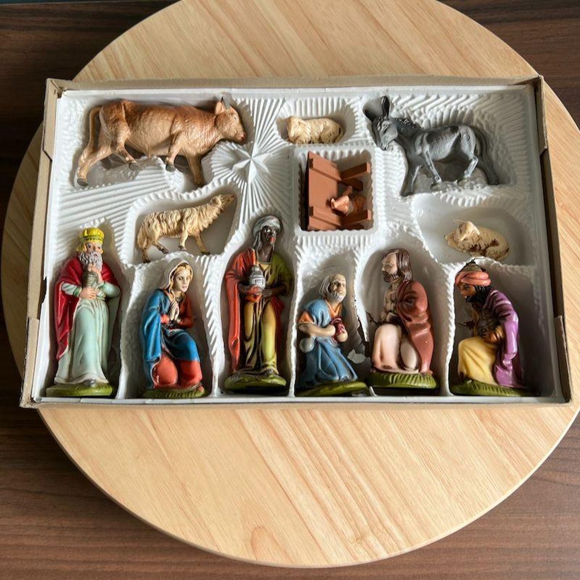 Vintage Handpainted Friedel German Nativity Manger Set Krippenfiguren ...