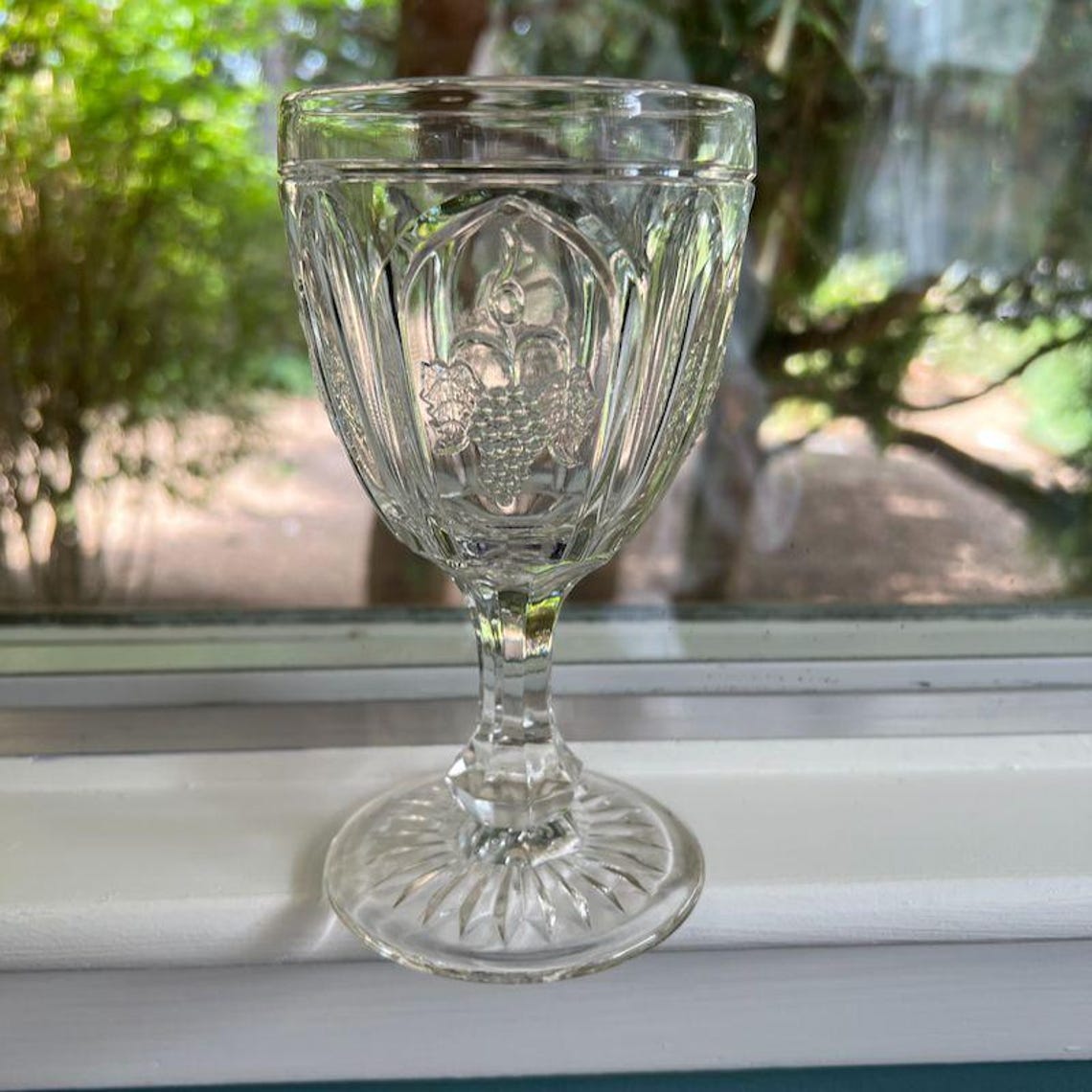 Vintage Fenton Red Cliff Goblet Clear Grapes Water Tea Wine 12 Oz - Etsy