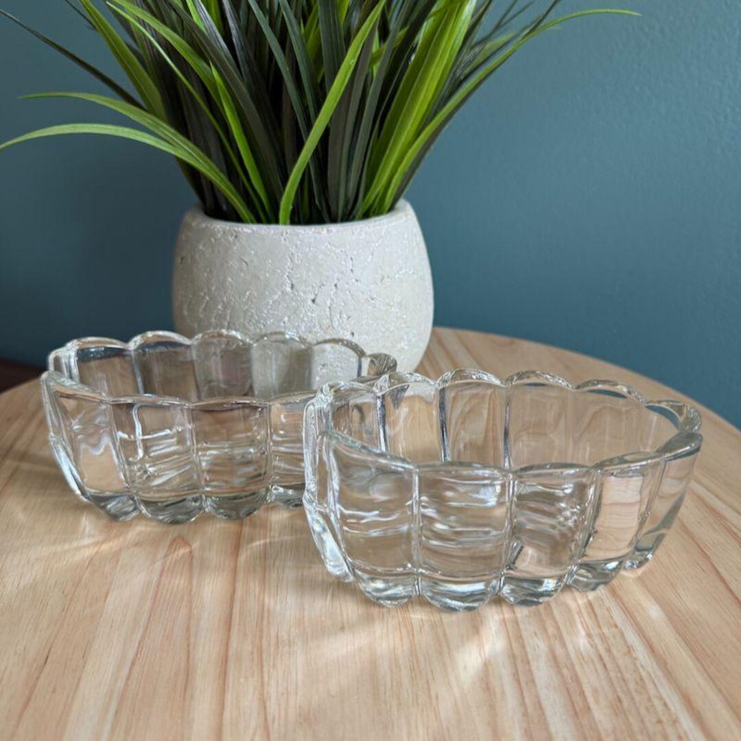 Vintage Princess House Clear Crystal Scalloped Oval Bowls Set of 2 - Etsy