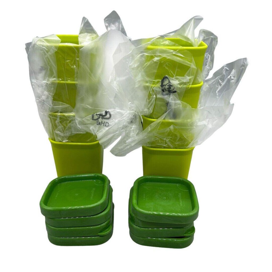 New Vtg 8 Pc Tupperware 2 Oz Square Containers W Lids Stackable Avacado ...