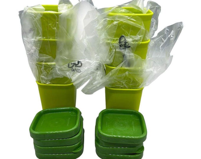 New Vtg 8 Pc Tupperware 2 Oz Square Containers W Lids Stackable Avacado ...