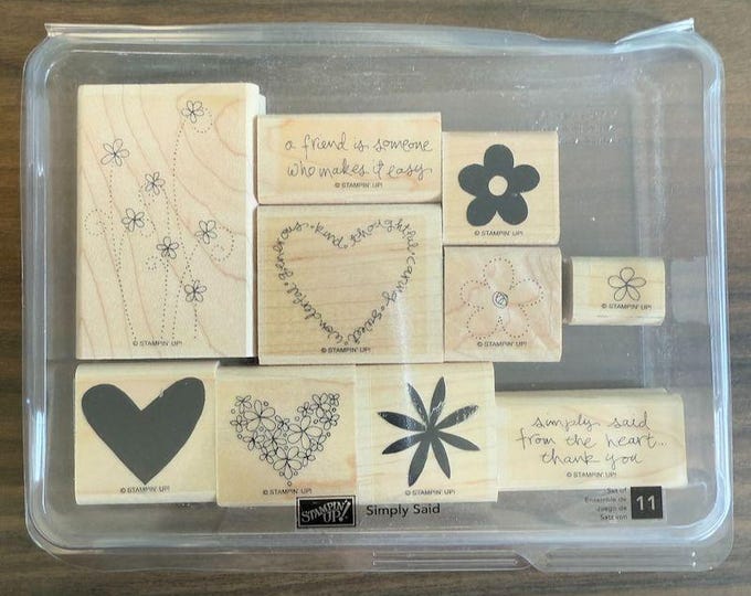 Stampin Up! Simply Said Rubber Stamp Set With Flowers Hearts Phrases ...