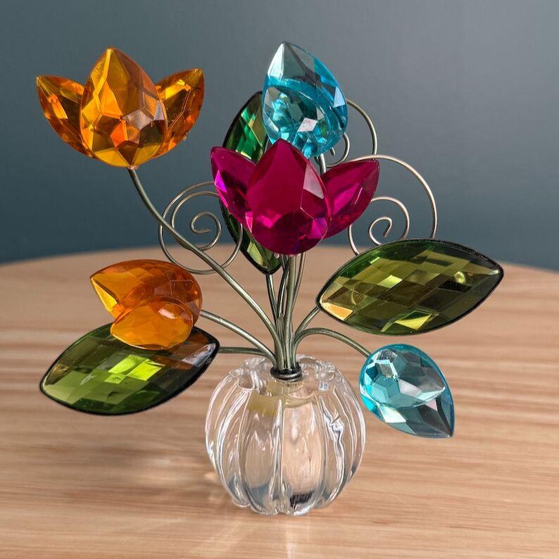6 Ganz Crystal Creations Acrylic Suncatchers Place Card Holder Floral ...