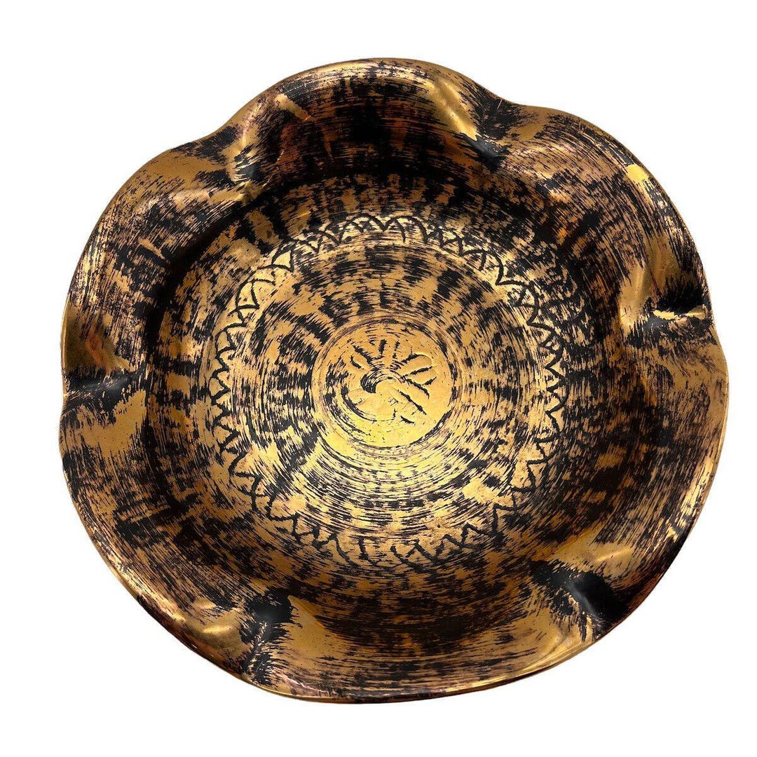 Vintage Hand-painted Stangl Black Gold Bowl With Scalloped Edge Design ...