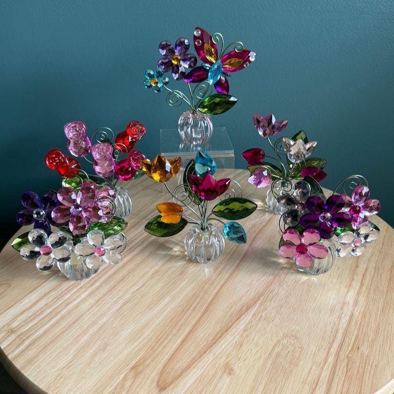 6 Ganz Crystal Creations Acrylic Suncatchers Place Card Holder Floral ...