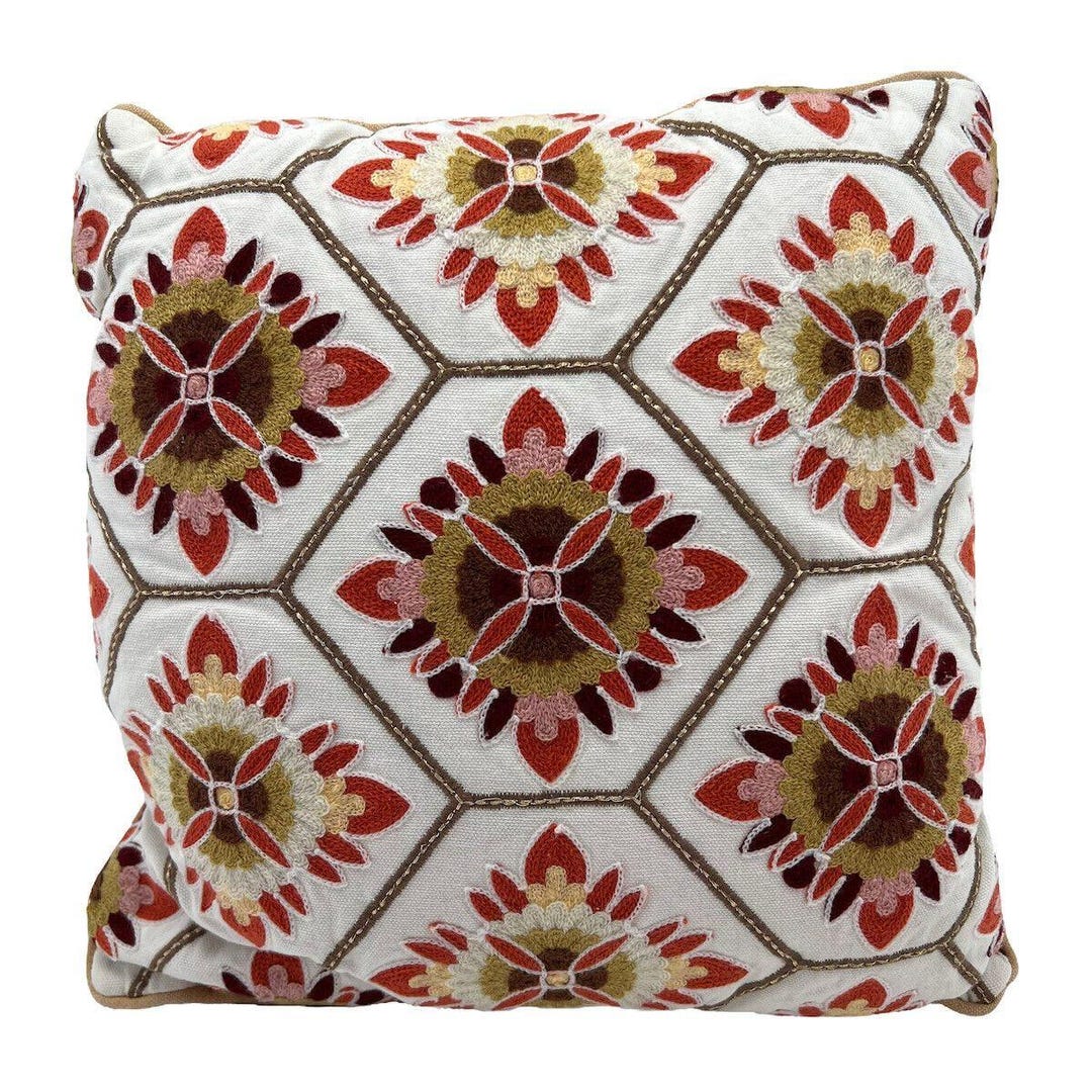 Bella Lux Pillows Crewel Flower Trellis 14 X 14 Design Autumn Fall ...