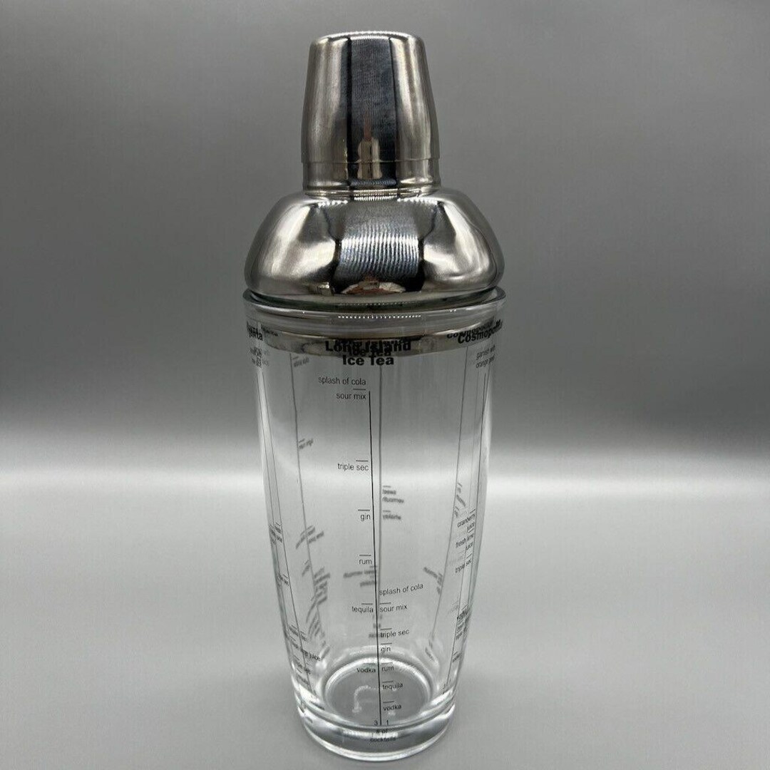 Houdini 24 Oz Glass Recipe Cocktail Shaker 3 Pc Set Manhattan Mojito Long Island - Etsy