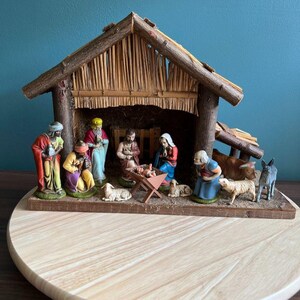 Vintage Handpainted Friedel German Nativity Manger Set Krippenfiguren ...