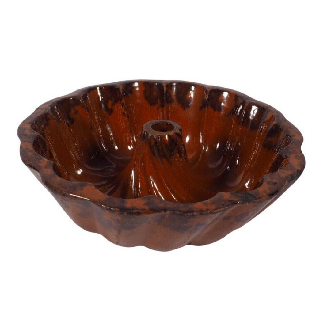 Primitive Bundt Mold Glazed Redware Pottery Cake Pan Vintage - Etsy