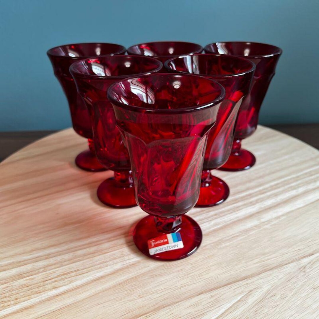 Set of 6 Vintage Fostoria Jamestown Ruby Red Juice Glass 4 3/4 NOS ...