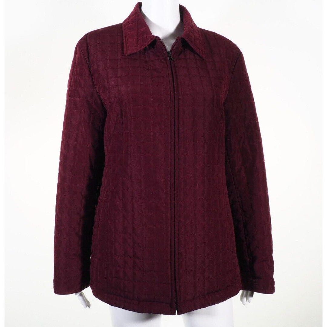 Vintage Utex Design Quilted Jacket Womens Size L Fleece Lined Maroon ...