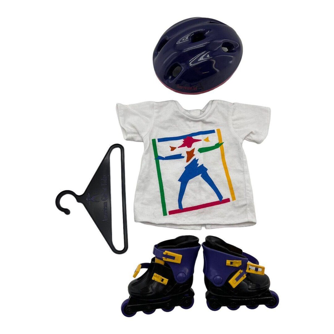 American Girl Rollerblade Outfit Set With Helmet Shirt Skates Hanger - Etsy