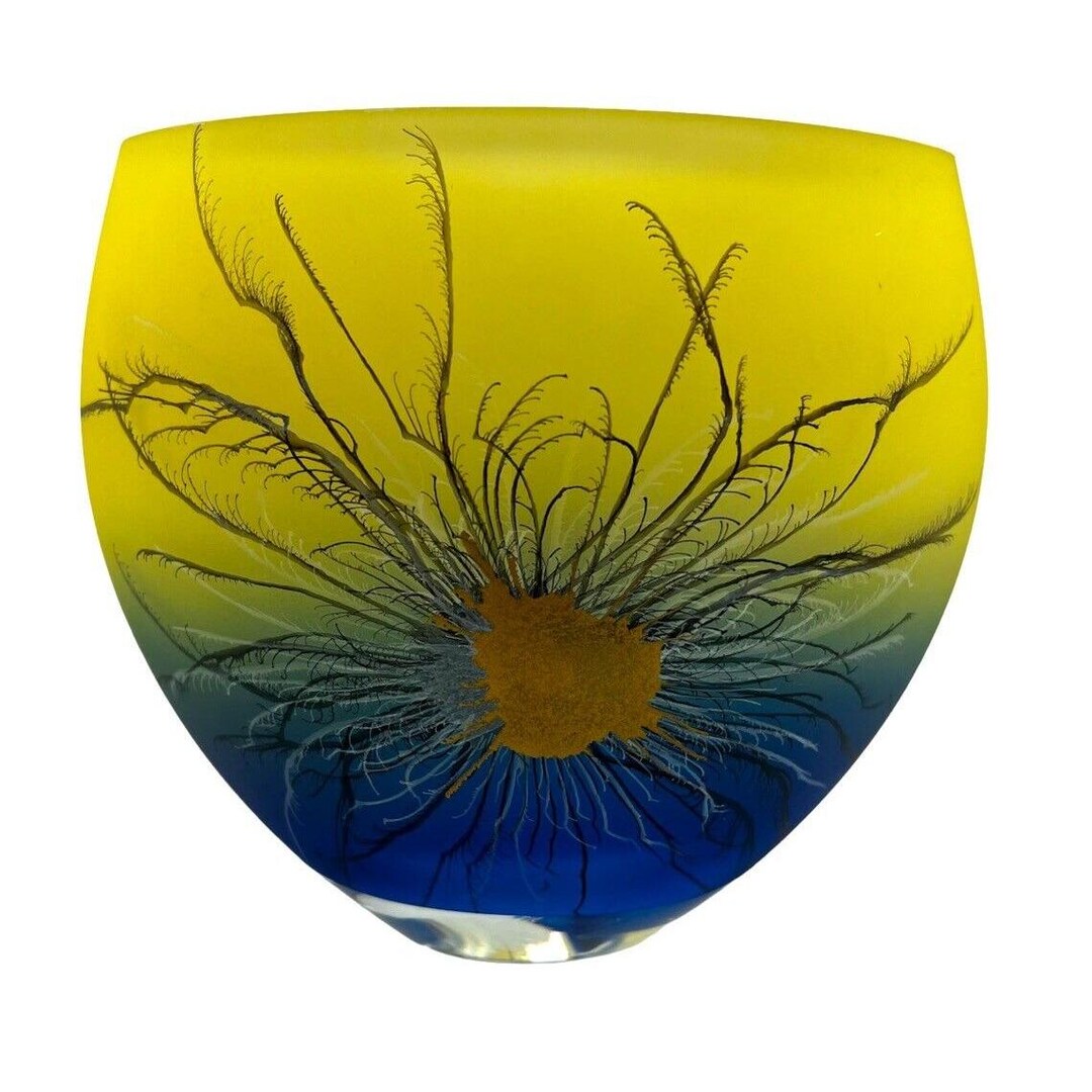 Vintage Herner Vase Hand Painted Royal Peacock Feathers Frosted Germany ...