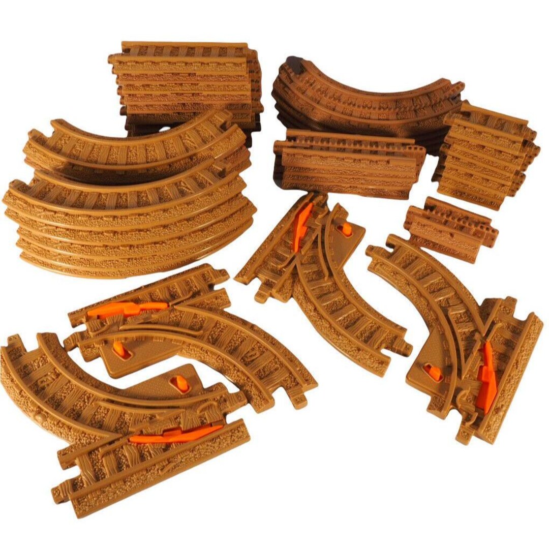 Geotrax Brown Tracks 41 Pieces Small Med Large Curved Tan Fisher Price ...