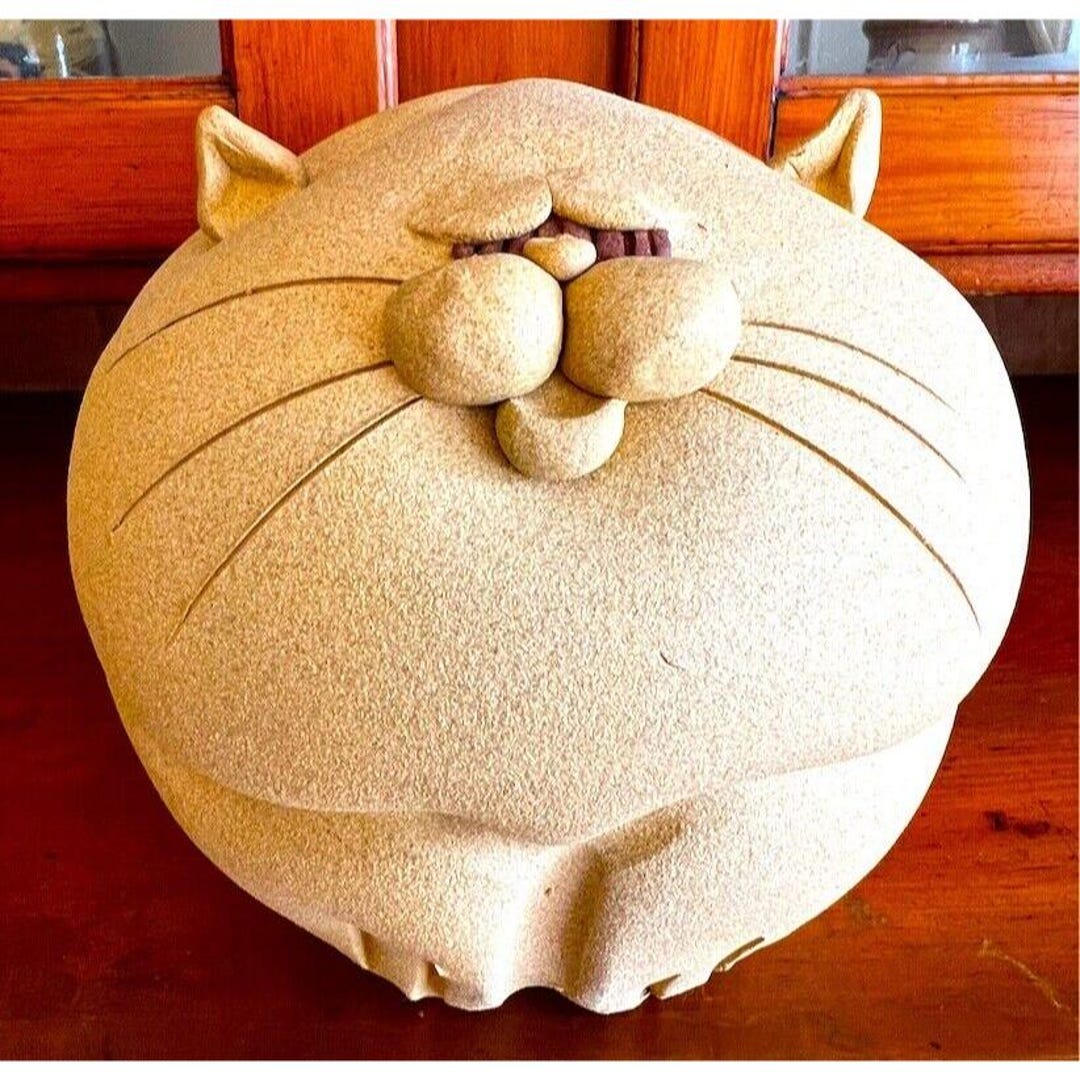 Vintage Fat Cat Piggy Bank Stoneware Pottery 1970’s - Etsy