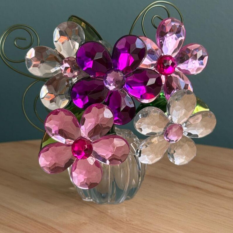 6 Ganz Crystal Creations Acrylic Suncatchers Place Card Holder Floral ...