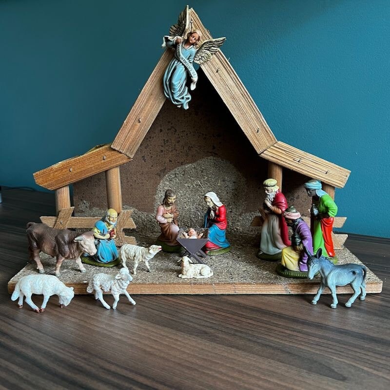 Vintage German Krippenfiguren Nativity Manger Creche 16 Piece Hand ...
