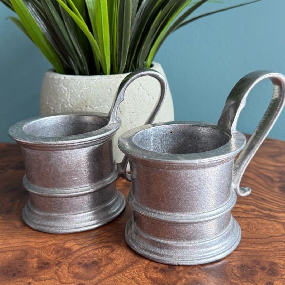 Vintage Wilton RWP Pewter Glass Mug Holder Set of 2 - Etsy