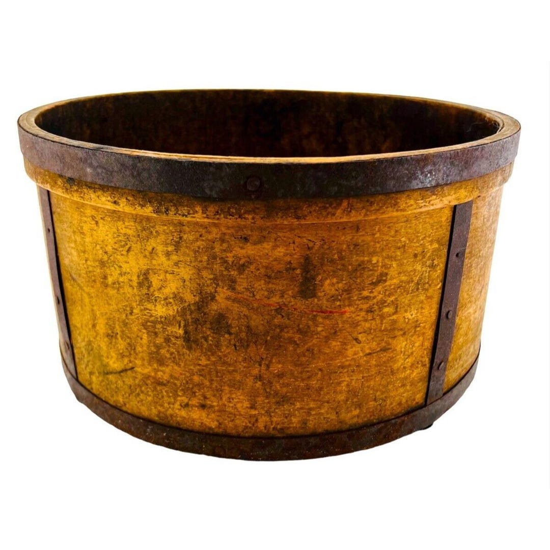 Primitive Vintage Measuring Bucket Wooden Metal Straps Large 11-3/4 - Etsy
