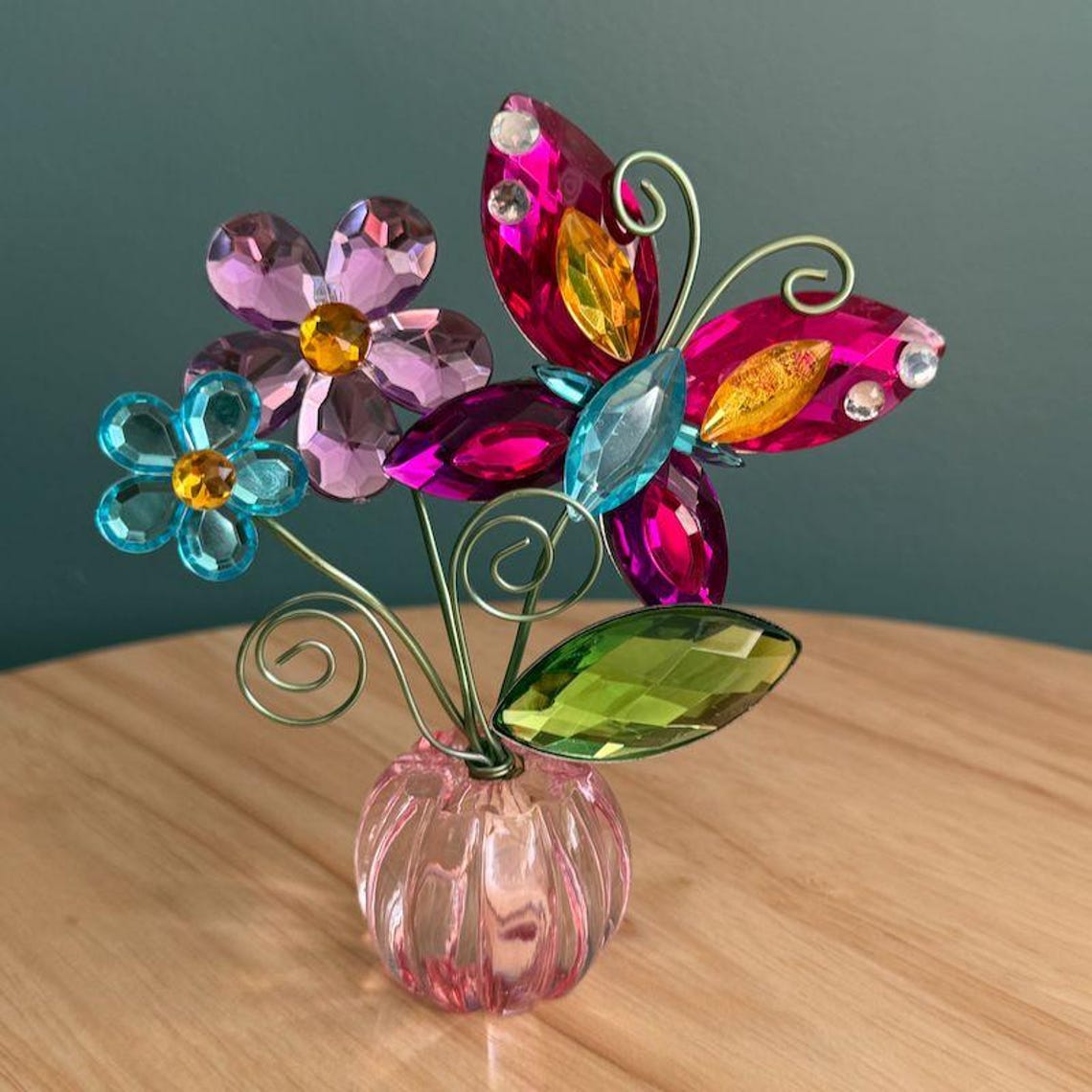 6 Ganz Crystal Creations Acrylic Suncatchers Place Card Holder Floral ...
